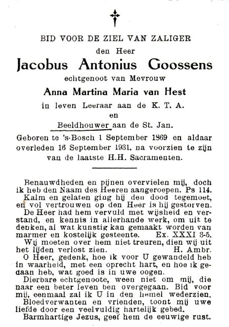 Bossche Encyclopedie | Jacobus Antonius Goossens (1869-1931)